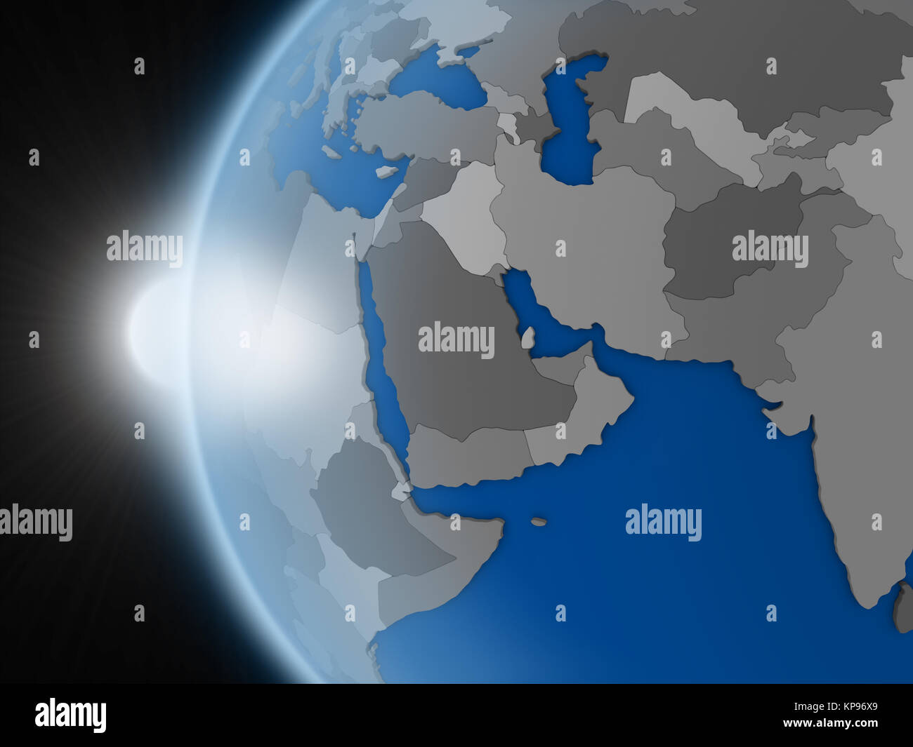 Sunset over middle east region from space Stock Photo - Alamy