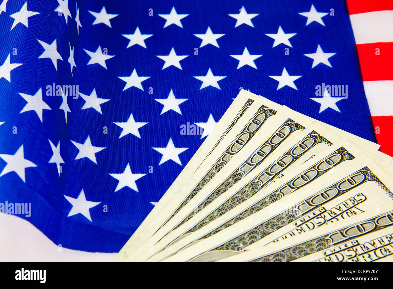 American dollars and flag Stock Photo - Alamy