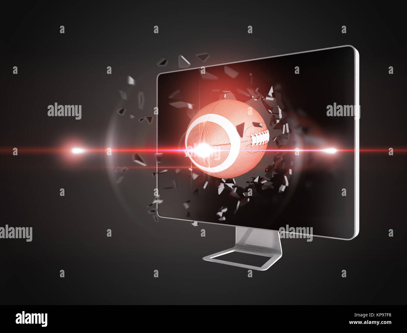 football destroy computer screen Stock Photo - Alamy