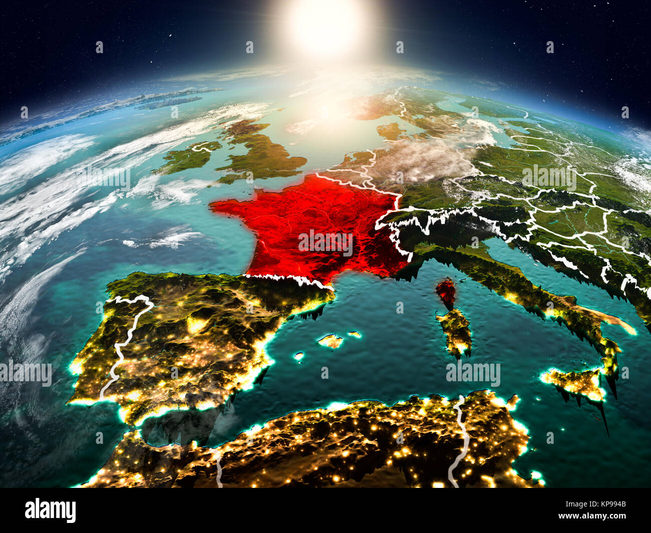 Highlighted satellite image of france hi-res stock photography and ...