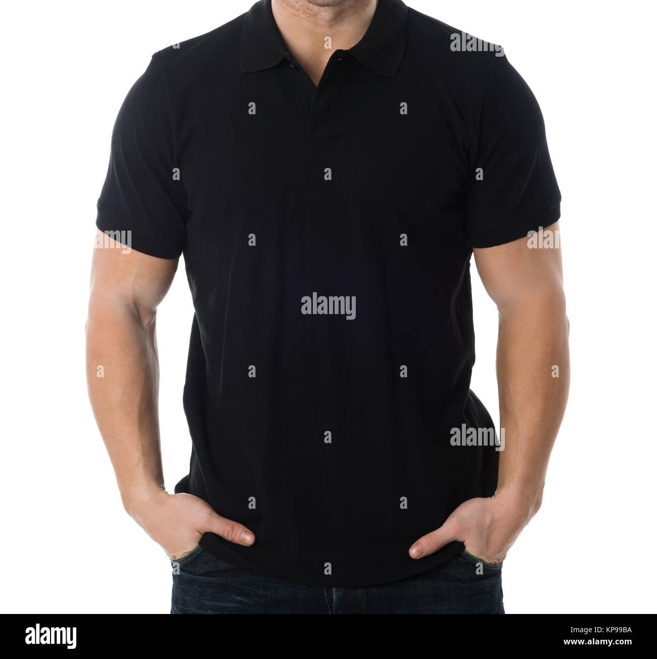 Man In Black Tshirt Standing Against White Background Stock Photo - Alamy