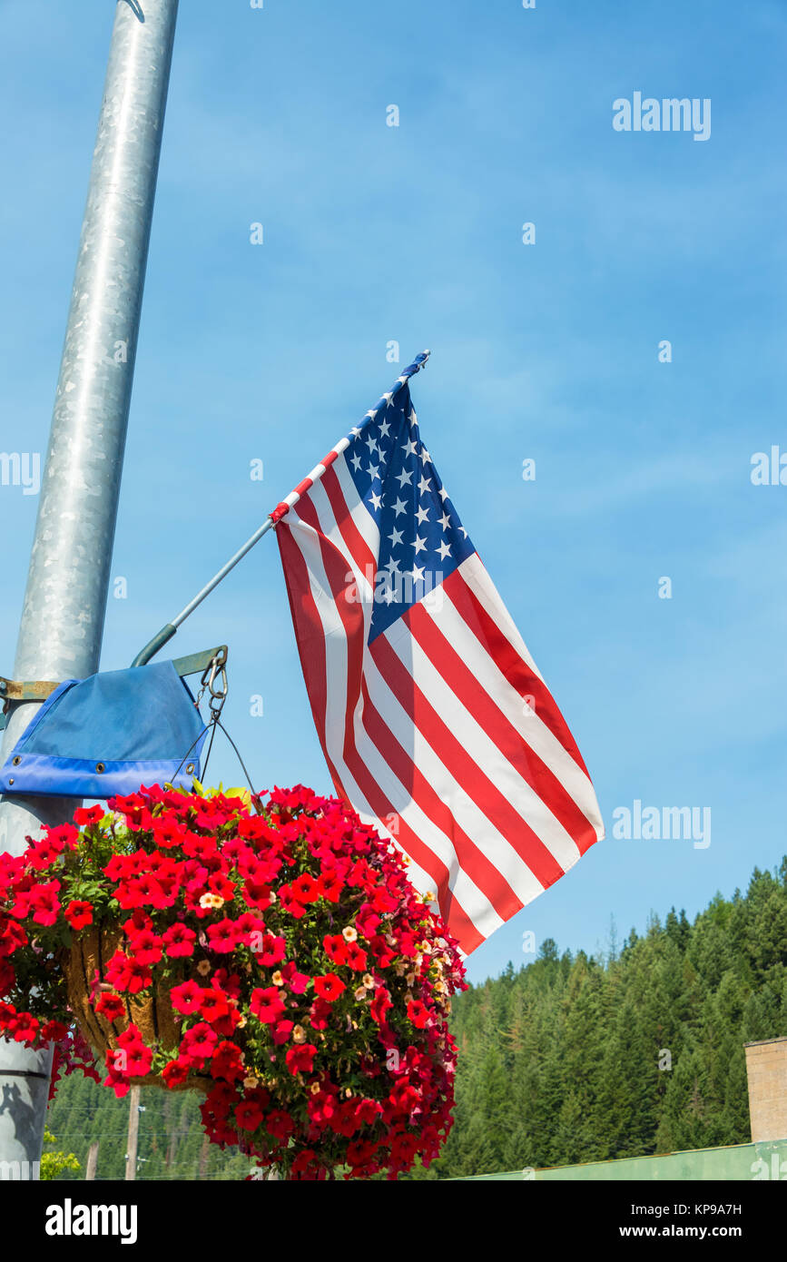 American Flag and Flowers Stock Photo - Alamy