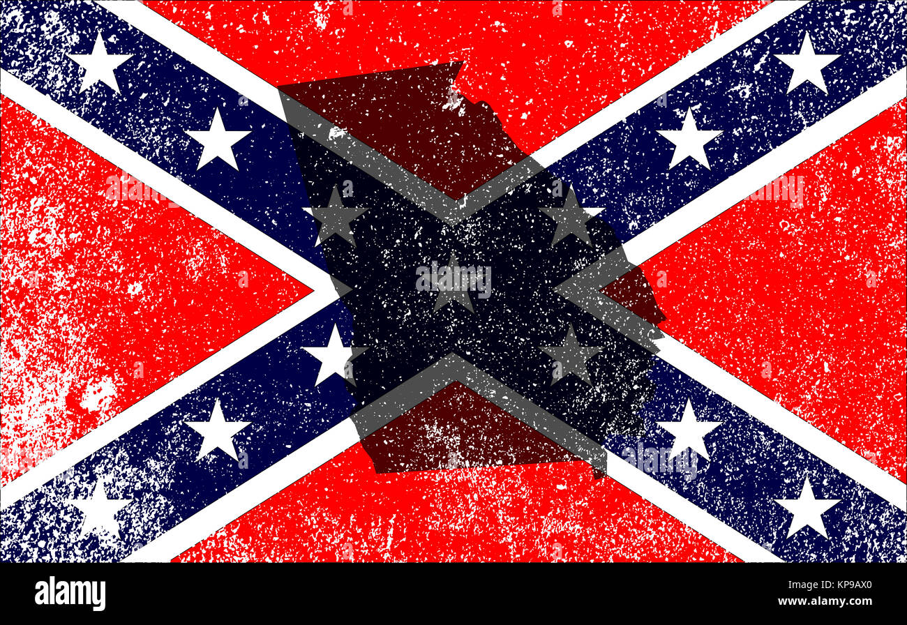 Rebel Civil War Flag With Georgia Map Stock Photo - Alamy