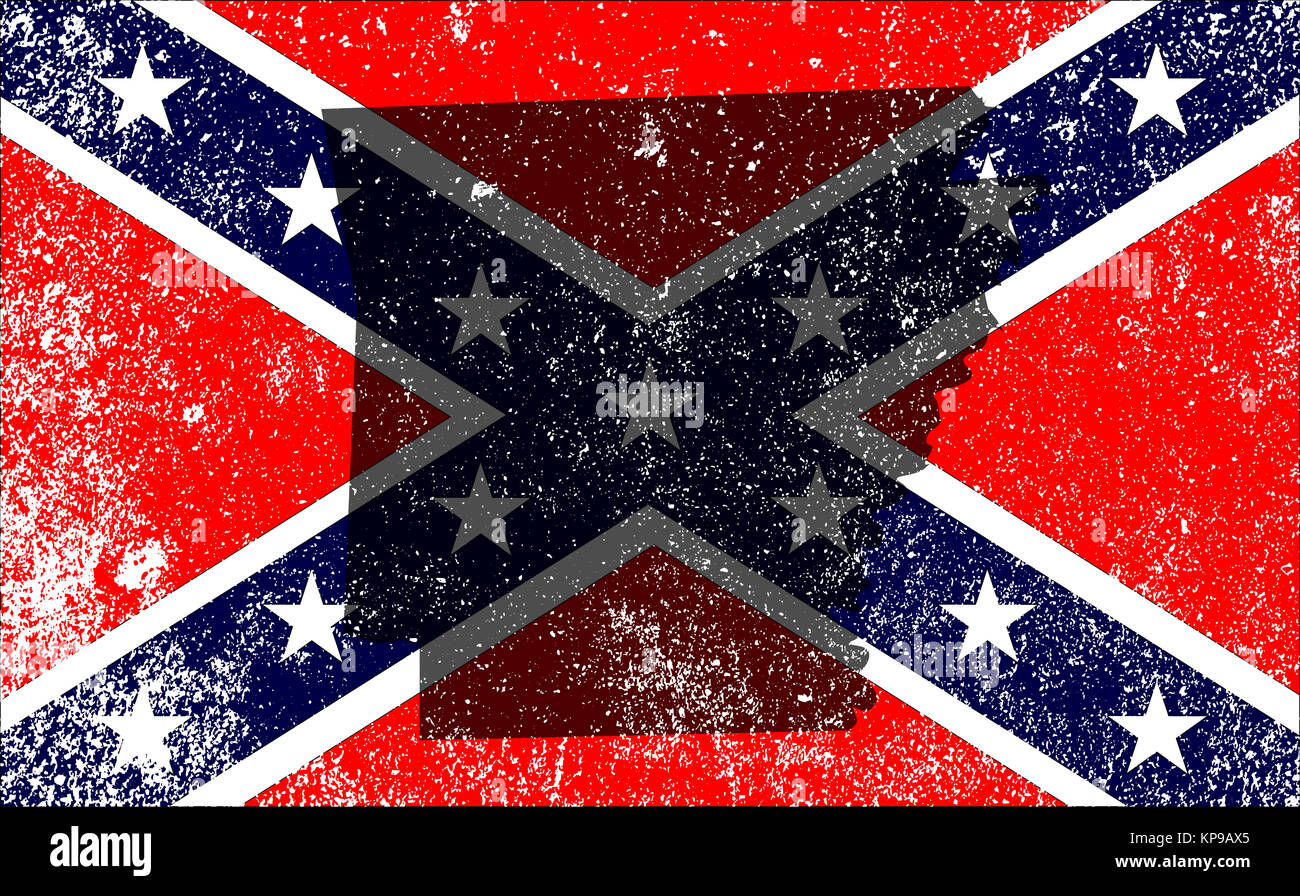 Rebel Civil War Flag With Arkansas Map Stock Photo - Alamy