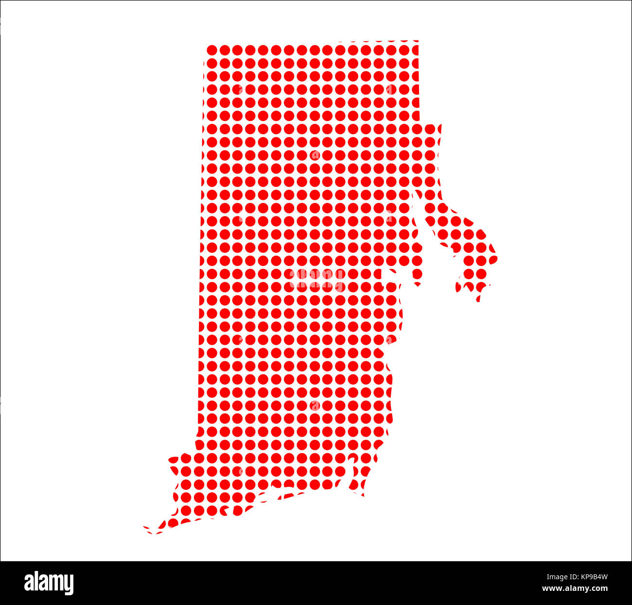 Red Dot Map of Rhode Island Stock Photo - Alamy