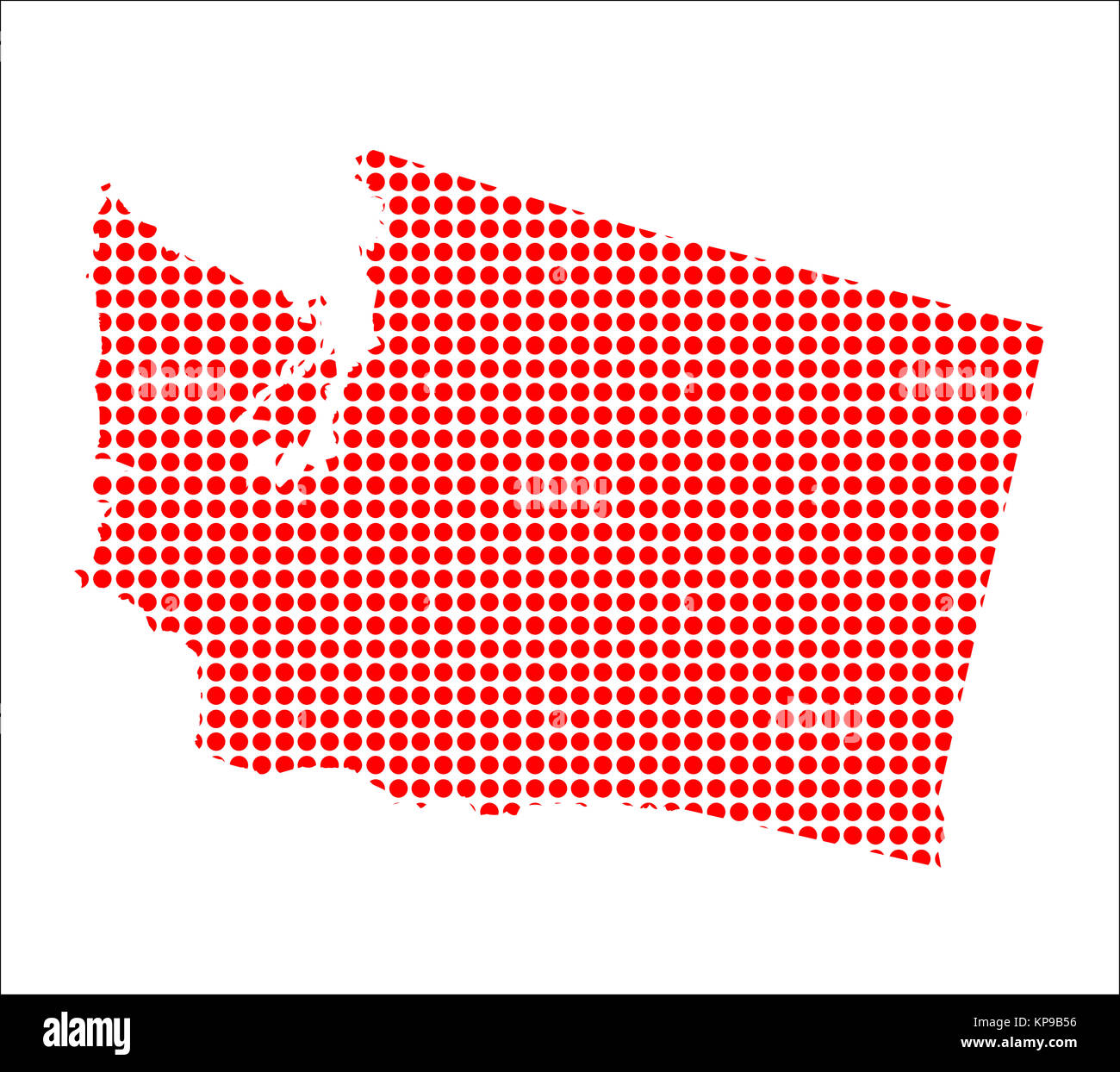 Red Dot Map of Washington Stock Photo - Alamy