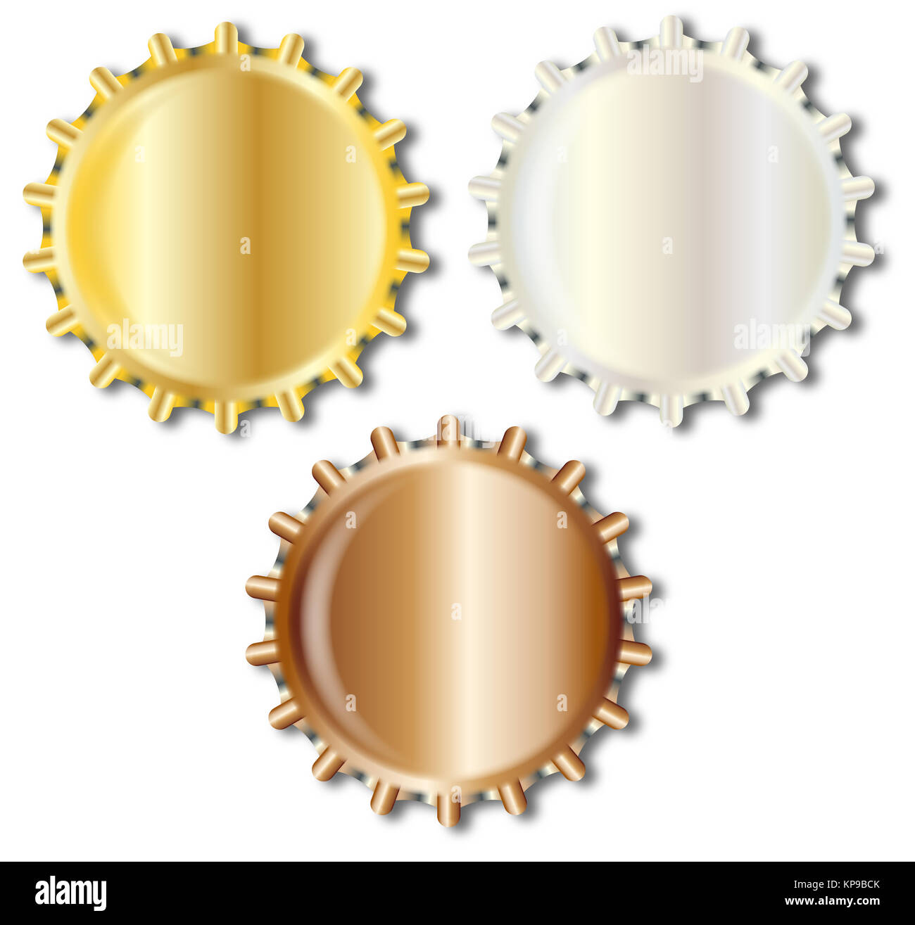 Three Bright Metal Bottle Caps Stock Photo - Alamy