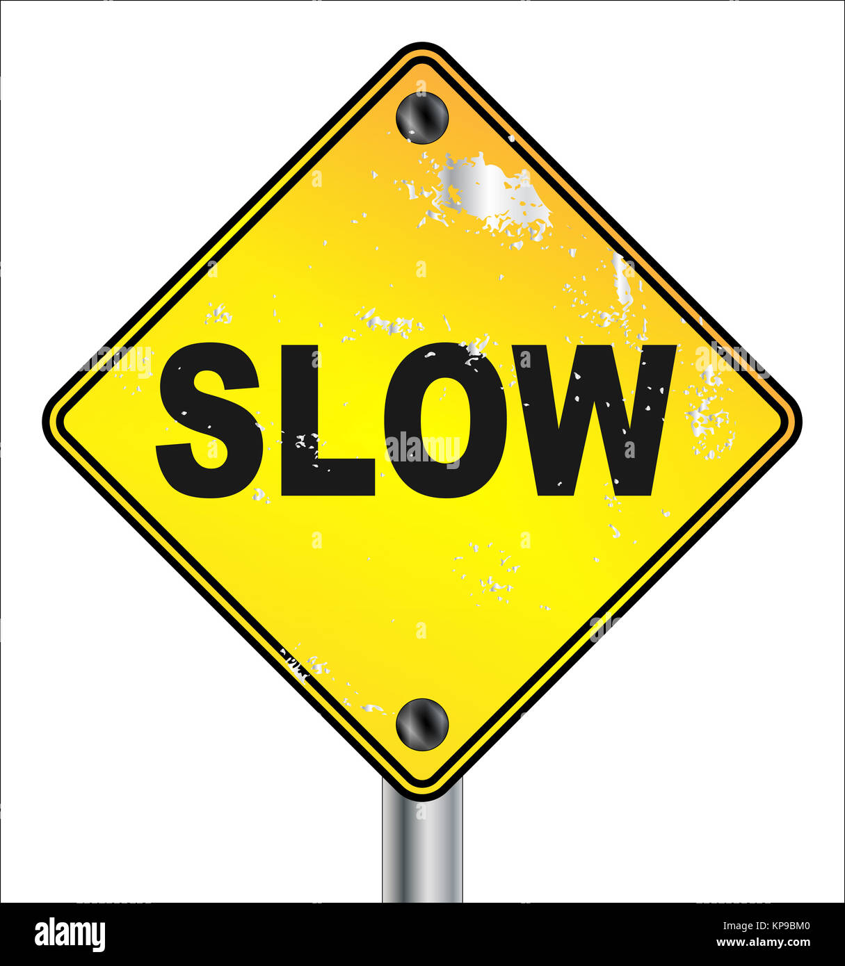 Slow Yellow Traffic Sign Stock Photo - Alamy