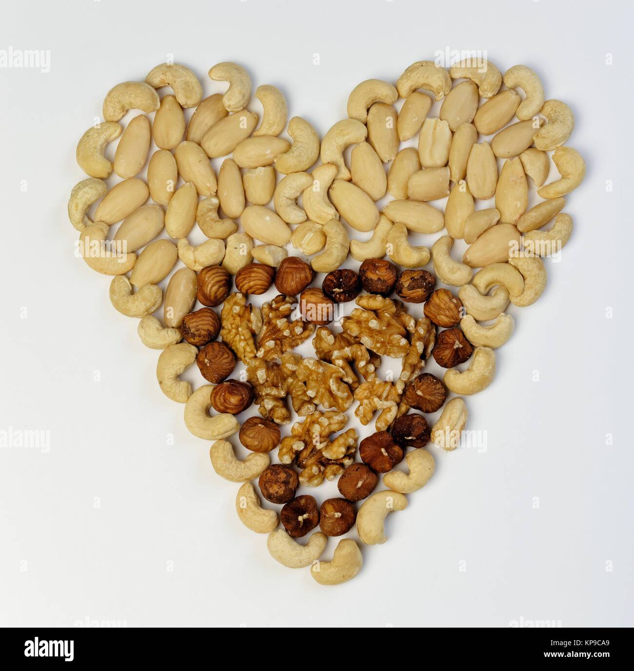 Various nuts,heart shaped,hazelnuts,walnuts,cashews,almonds Stock Photo ...