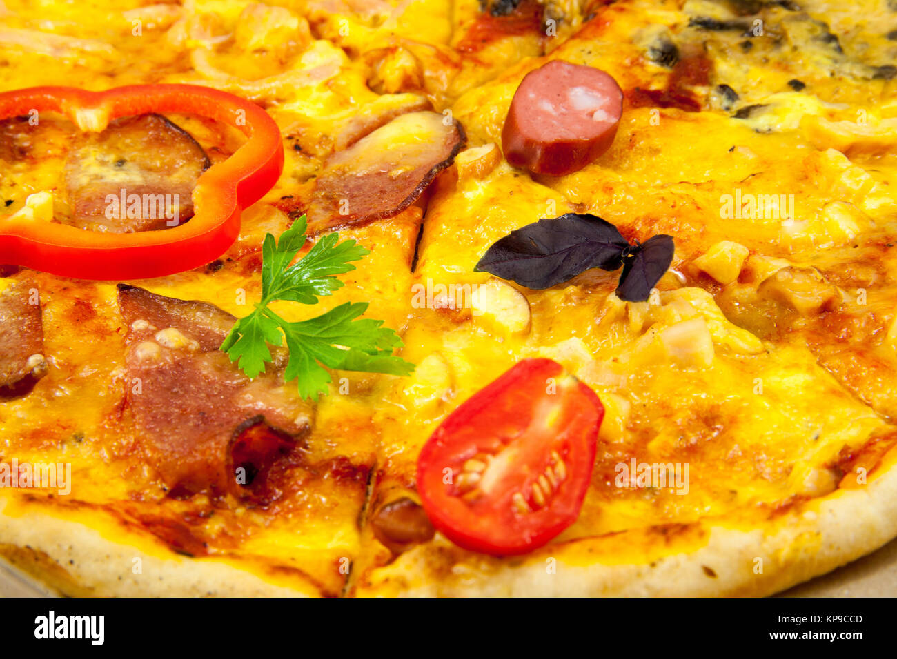 Delicious pizza in a restaurant Stock Photo - Alamy
