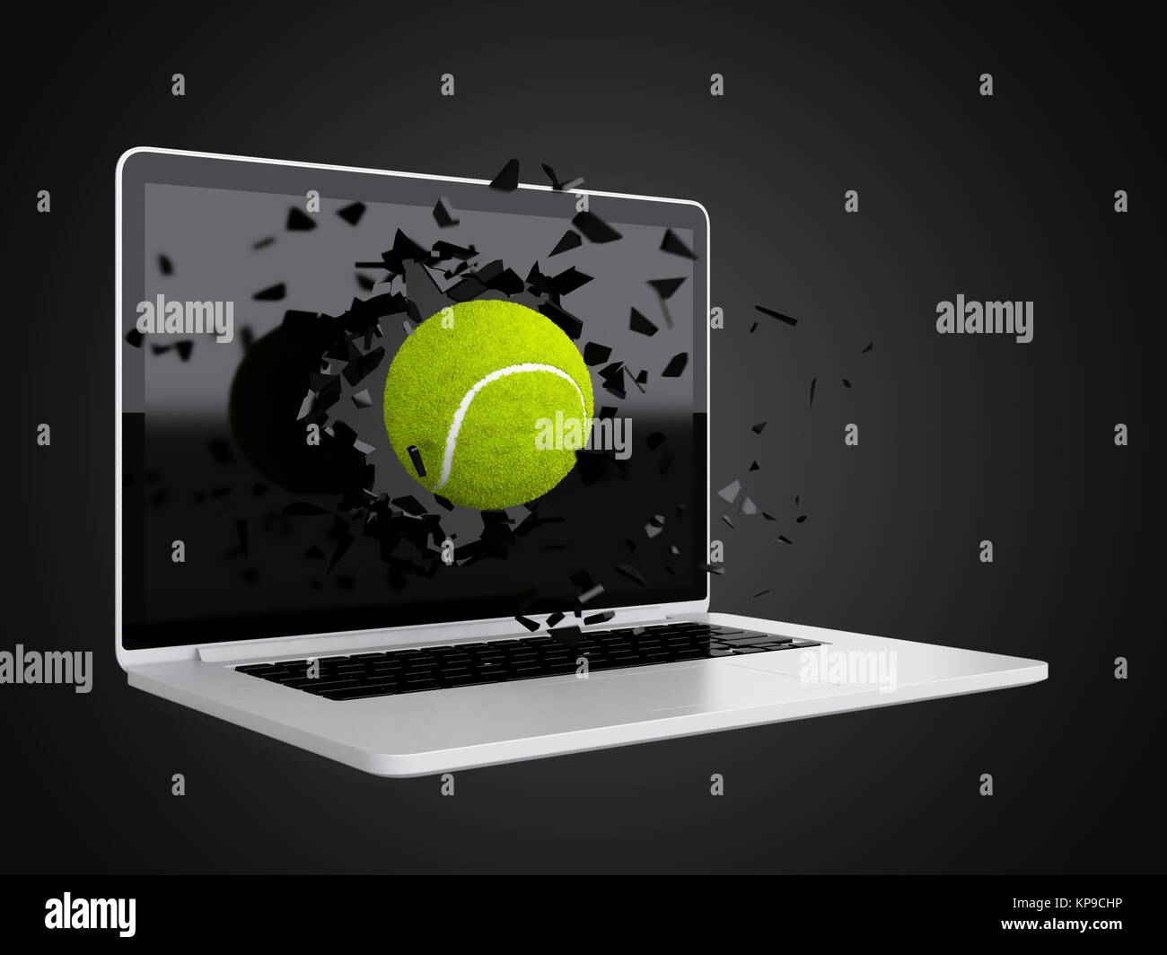 tennis ball destroy laptop Stock Photo - Alamy
