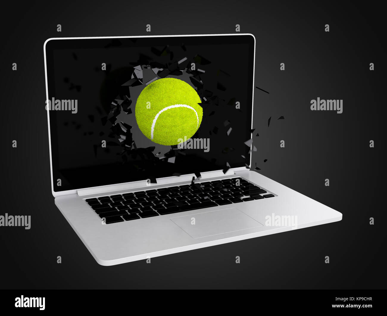 tennis ball destroy laptop Stock Photo - Alamy