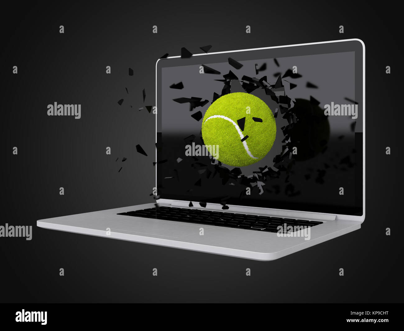 tennis ball destroy laptop Stock Photo - Alamy