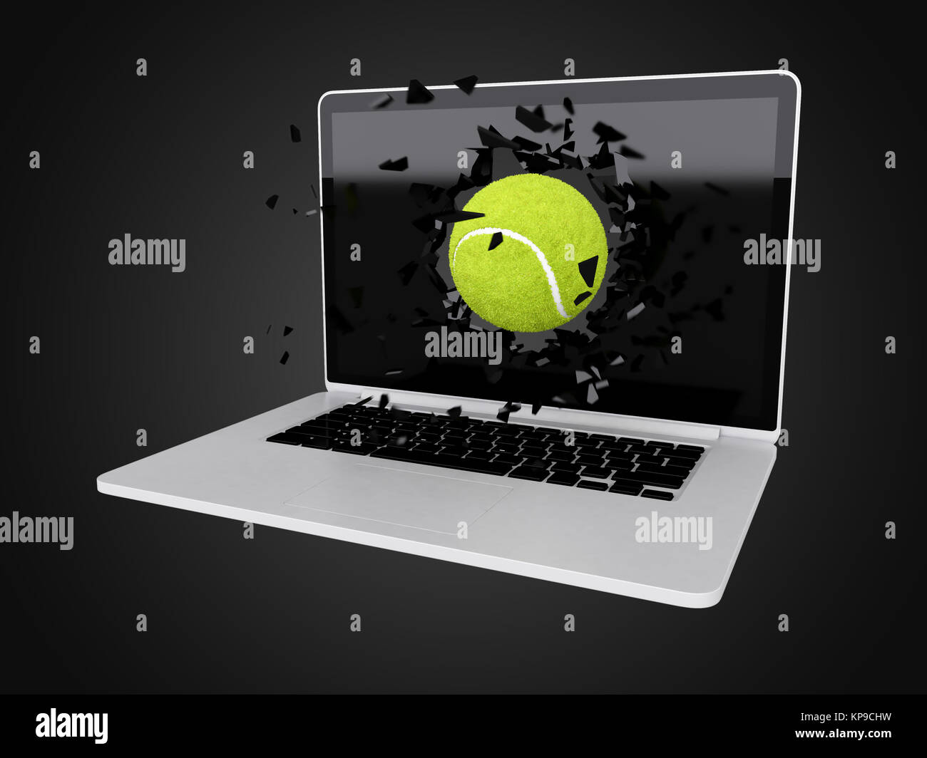 tennis ball destroy laptop Stock Photo - Alamy