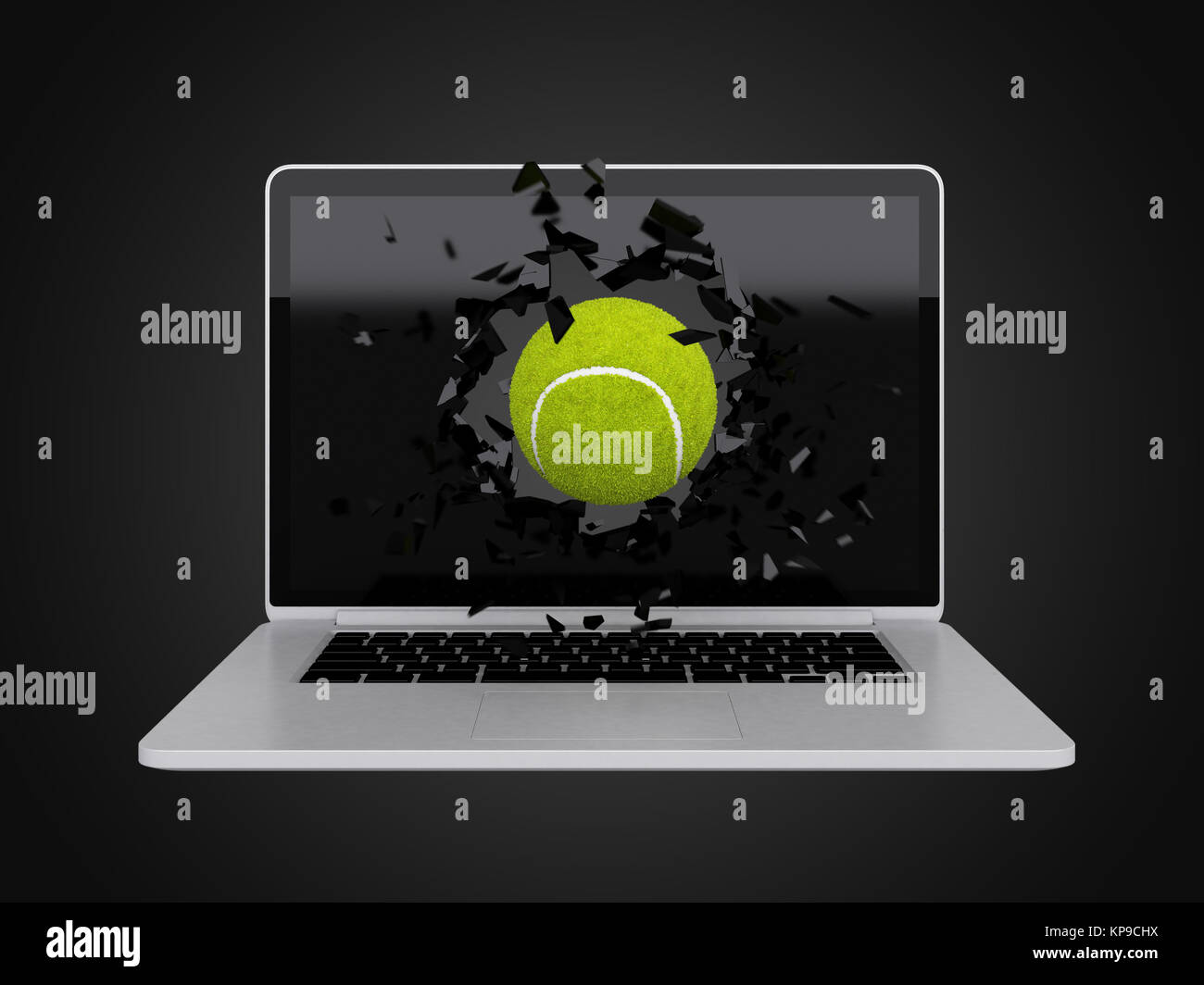 tennis ball destroy laptop Stock Photo - Alamy