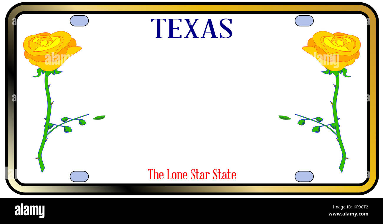Texas Yellow Rose License Plate Stock Photo - Alamy
