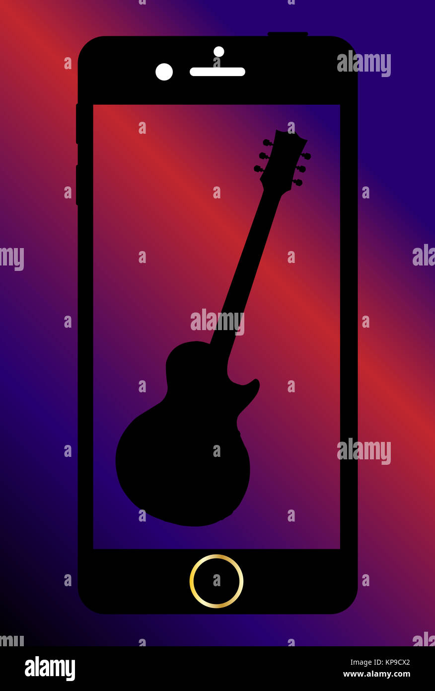 Mobile Phone With Guitar Stock Photo - Alamy