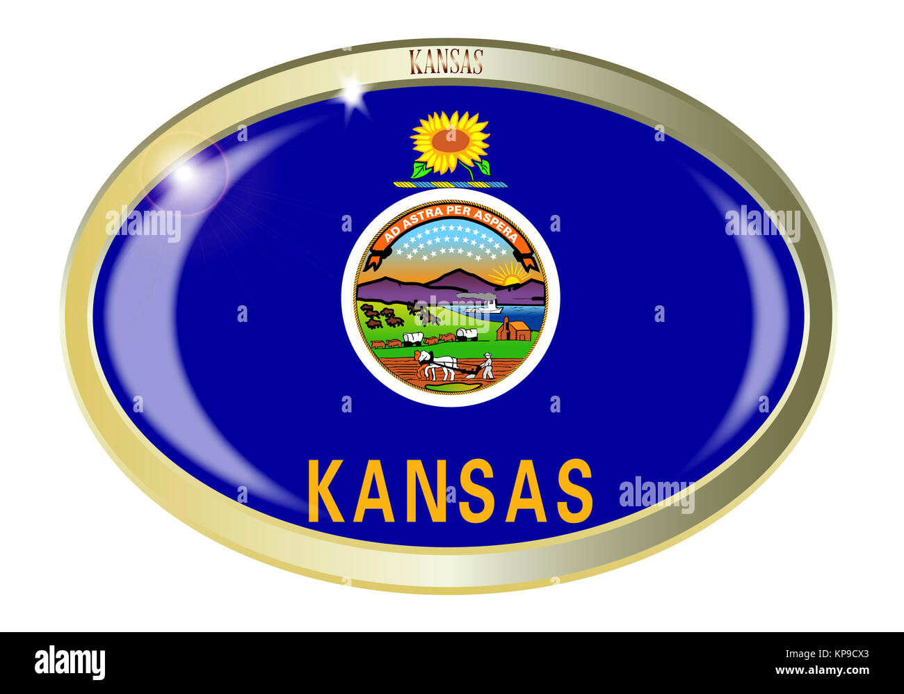 Kansas State Flag Oval Button Stock Photo - Alamy