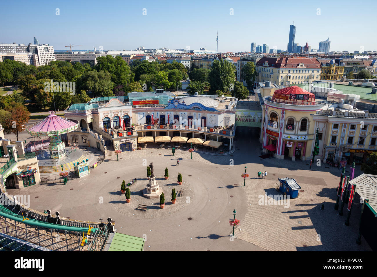 Prater amusement park in Vienna city, Austria, Europe, view from above ...