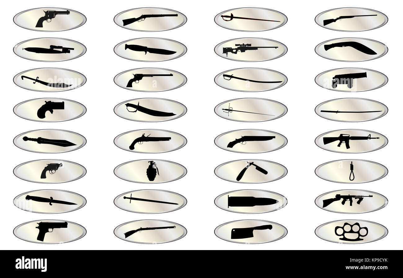 Weapon Icon Buttons Stock Photo - Alamy