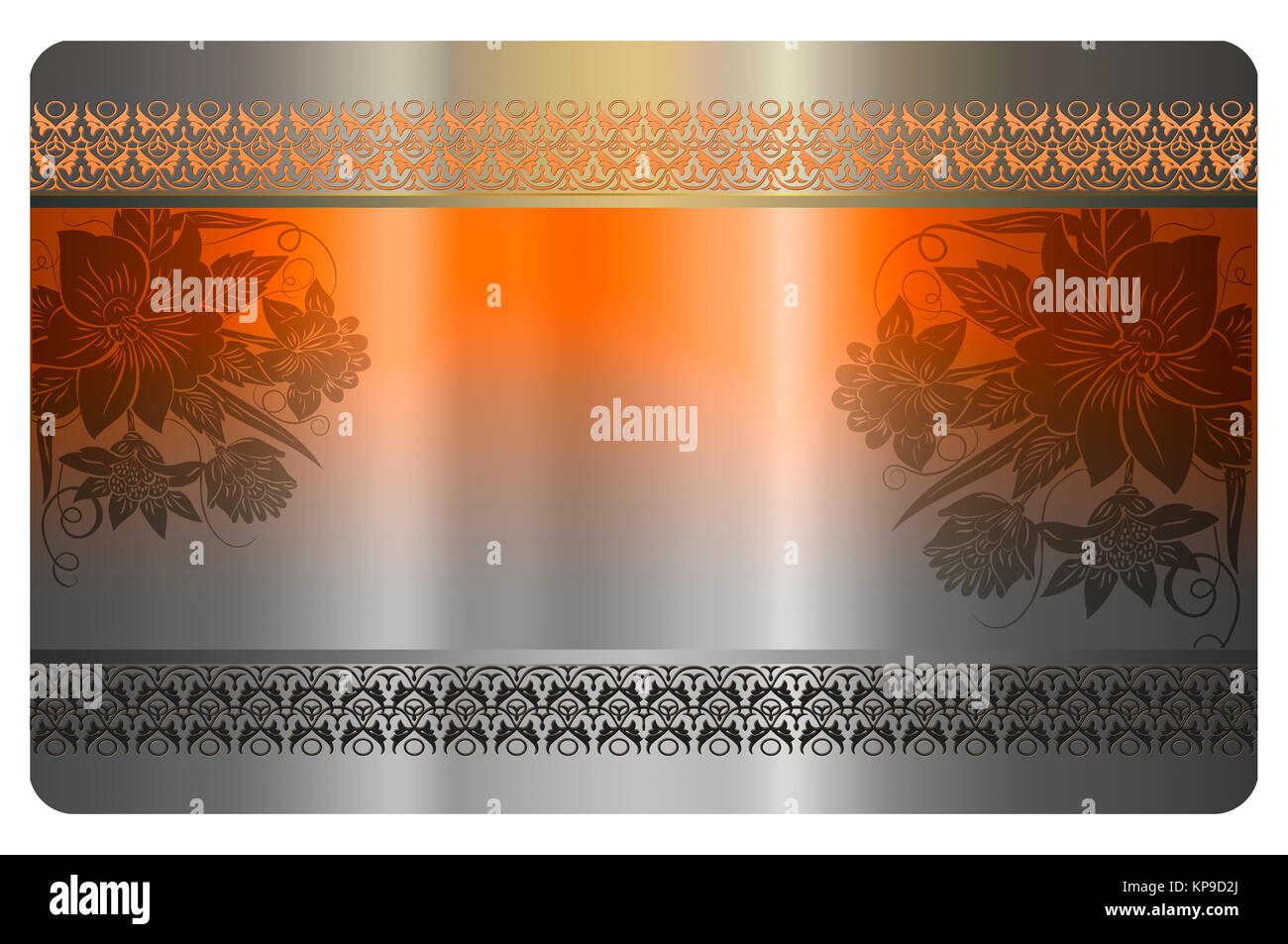 Template of business or gift card with decorative border and flowers ...