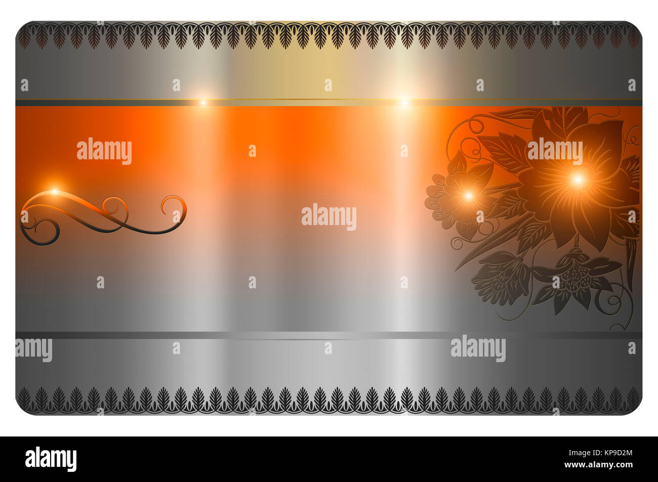 Template of business or gift card with decorative border and flowers ...