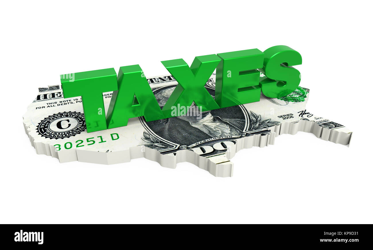 "TAXES" with United States Map Dollar Isolated Stock Photo - Alamy