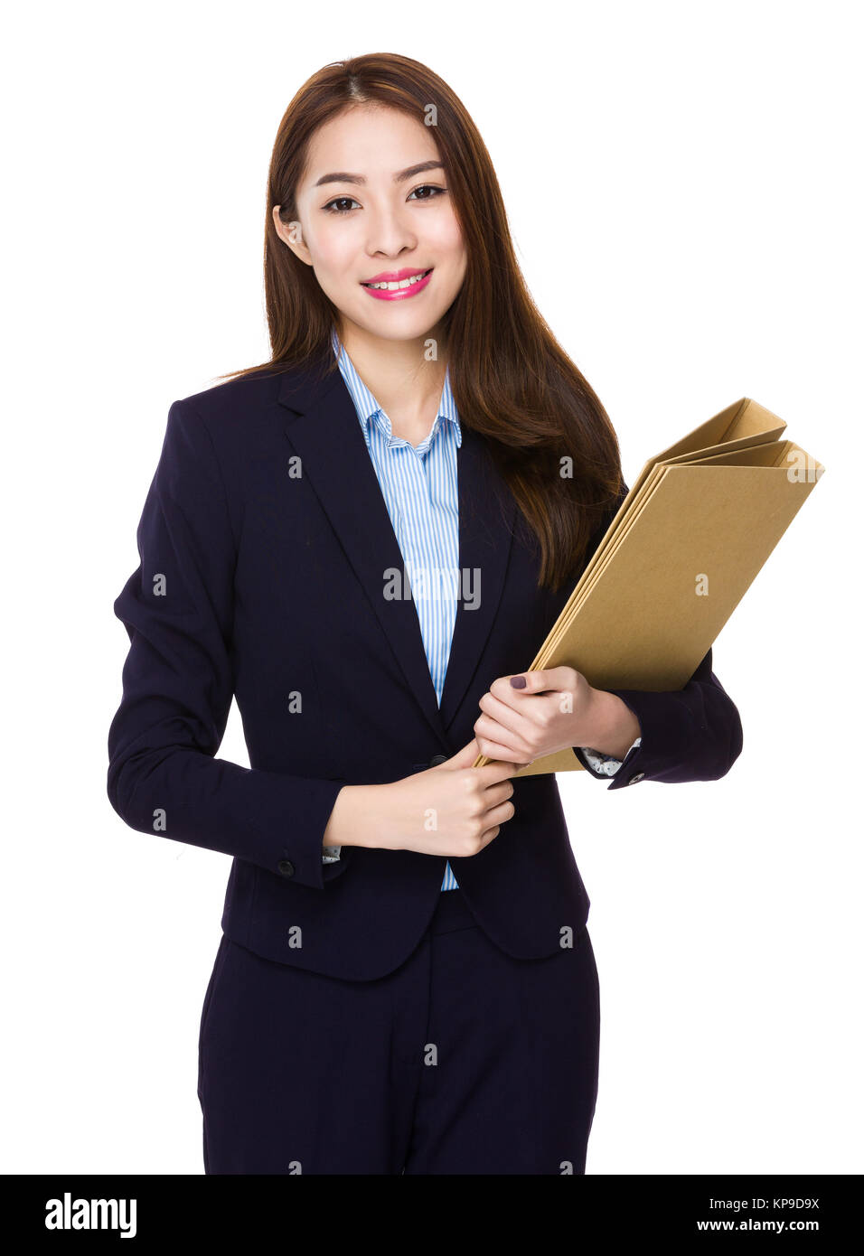 Asian Businesswoman hold with folder Stock Photo - Alamy