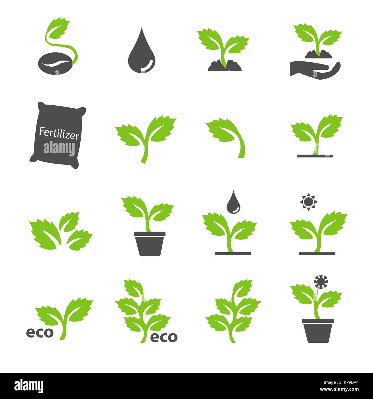 plant in green icons set vector Stock Photo - Alamy