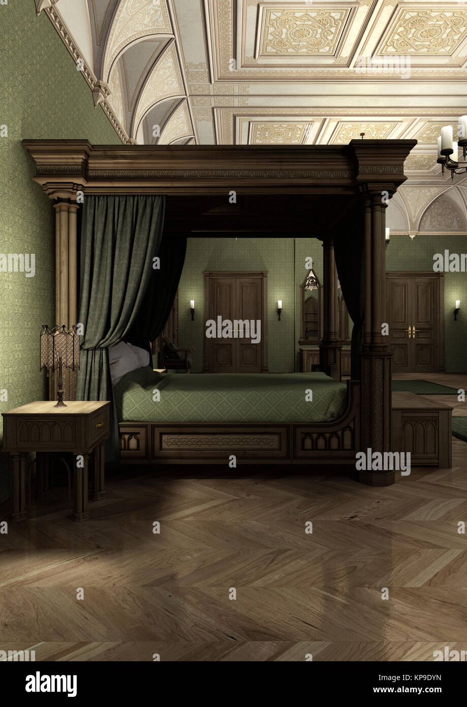 3D rendering of a gothic medieval style dark palace Stock Photo - Alamy