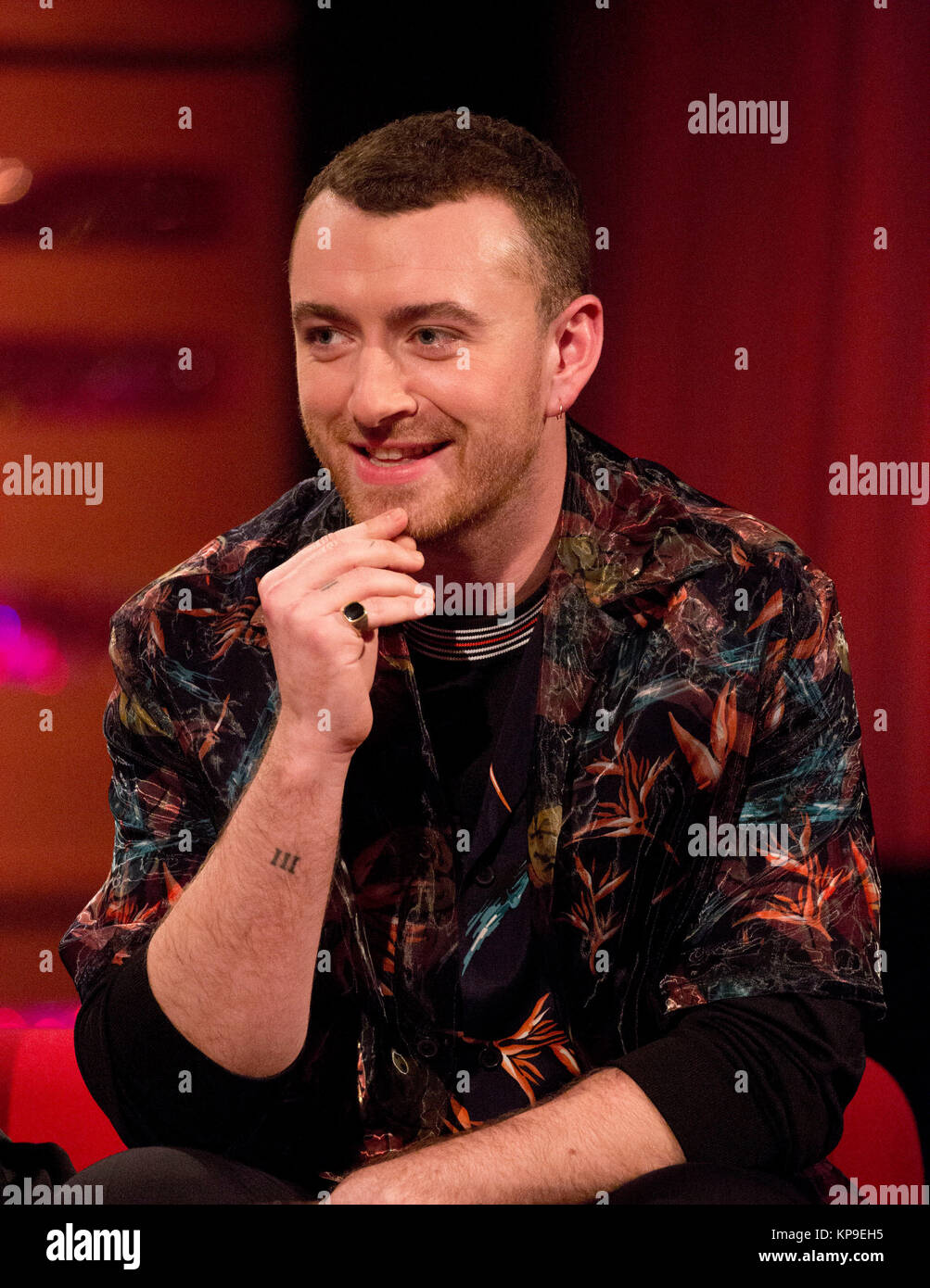 Sam Smith during filming of the Graham Norton Show at The London ...
