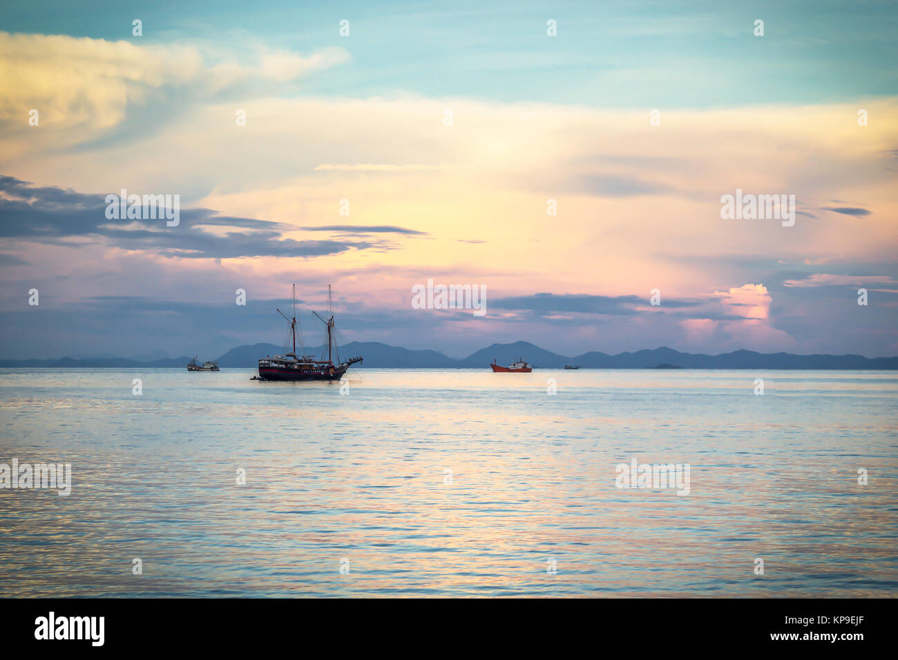 Seascape with boats Stock Photo - Alamy