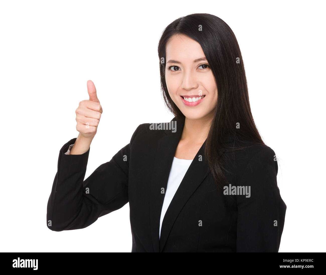 Young Businesswoman showing a like Stock Photo - Alamy