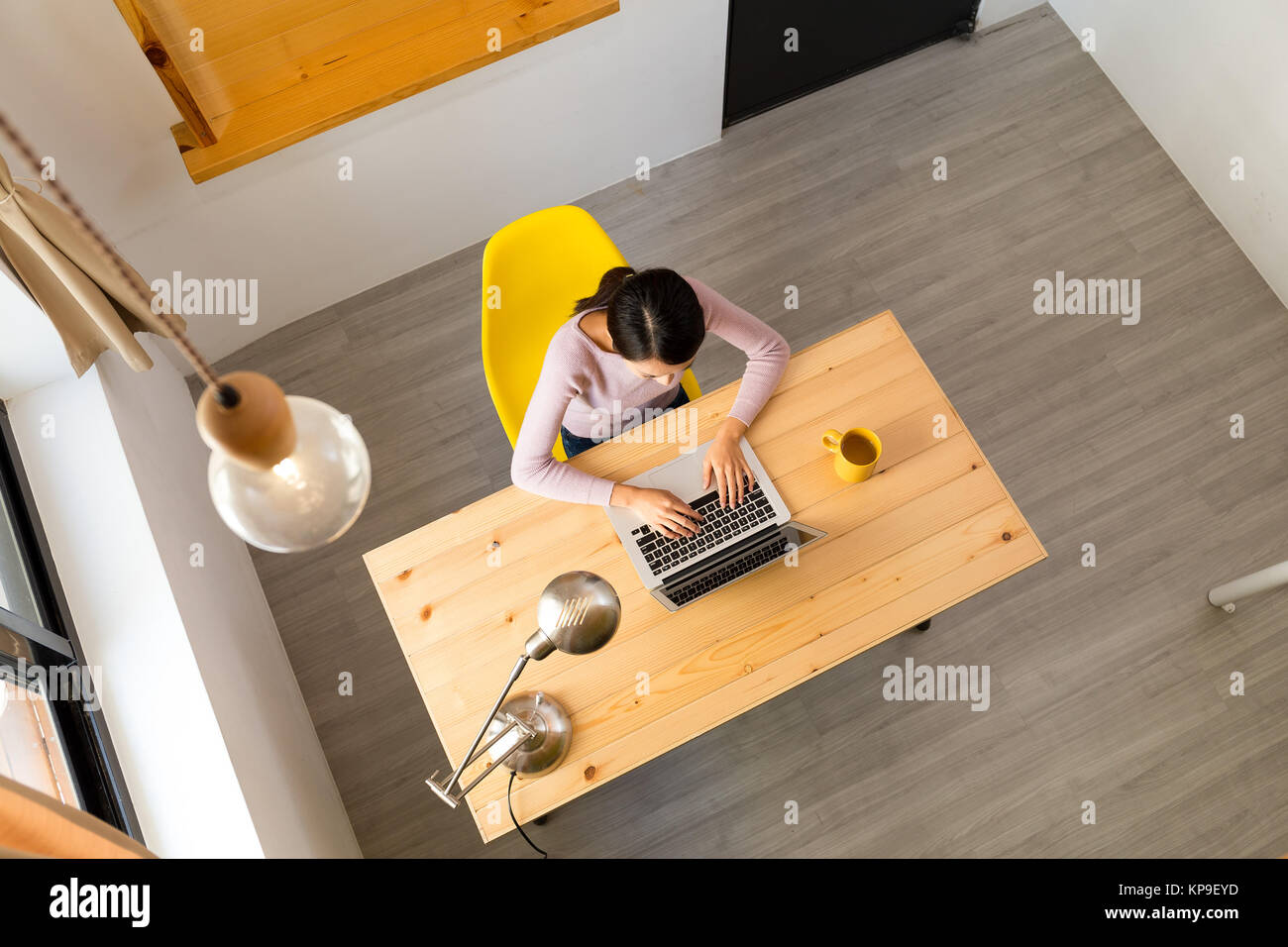 Top view of Woman use of the laptop computer Stock Photo - Alamy