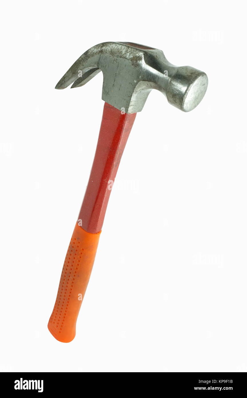 Orange and red metal hammer isolated on white background Stock Photo ...