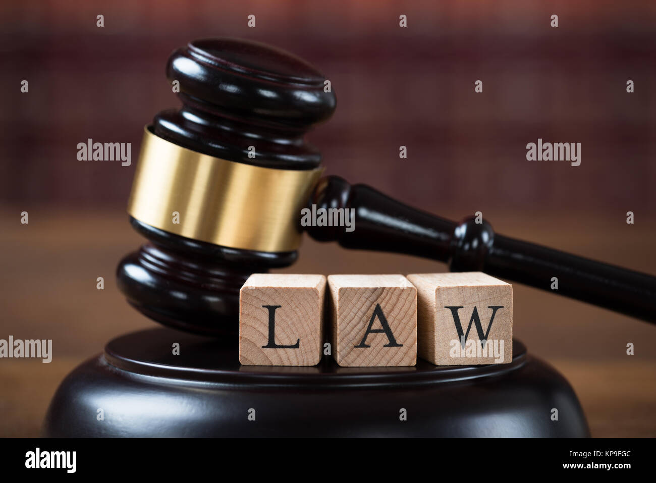 Law Wooden Blocks On Mallet In Courtroom Stock Photo - Alamy