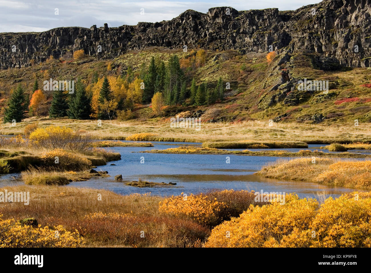 Part of the rift valley at Pingvellir in Iceland. Caused by volcanic ...