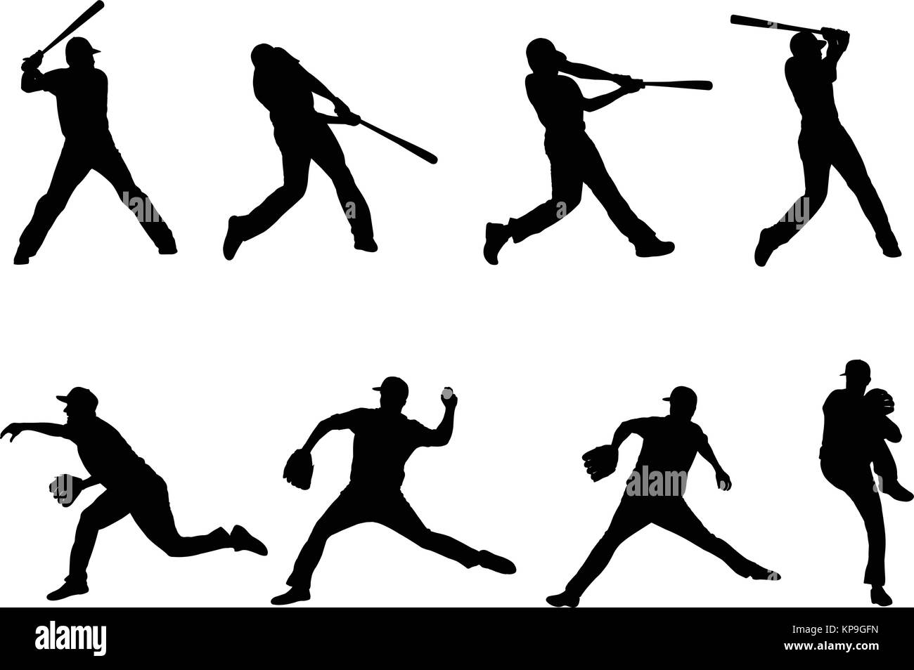 baseball silhouettes collection 4 - vector Stock Vector Image & Art - Alamy