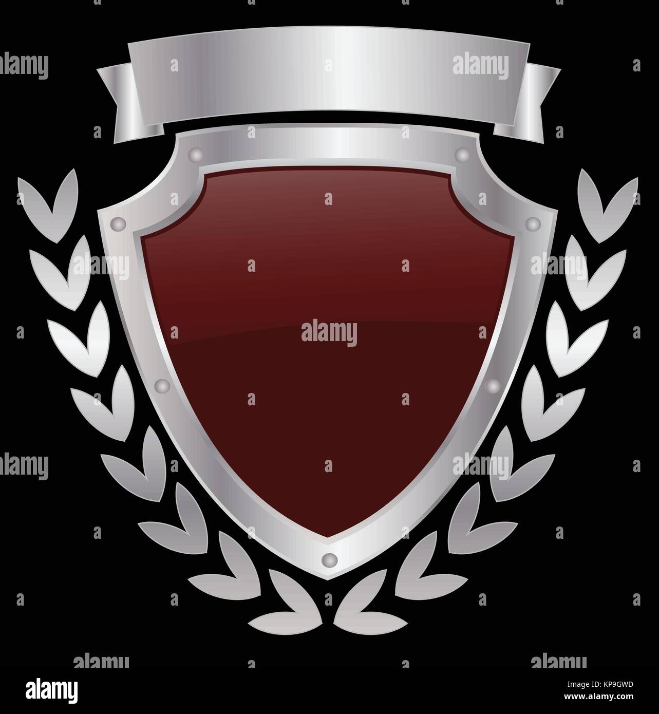 metallic shield with wreath and ribbon - vector Stock Vector Image ...