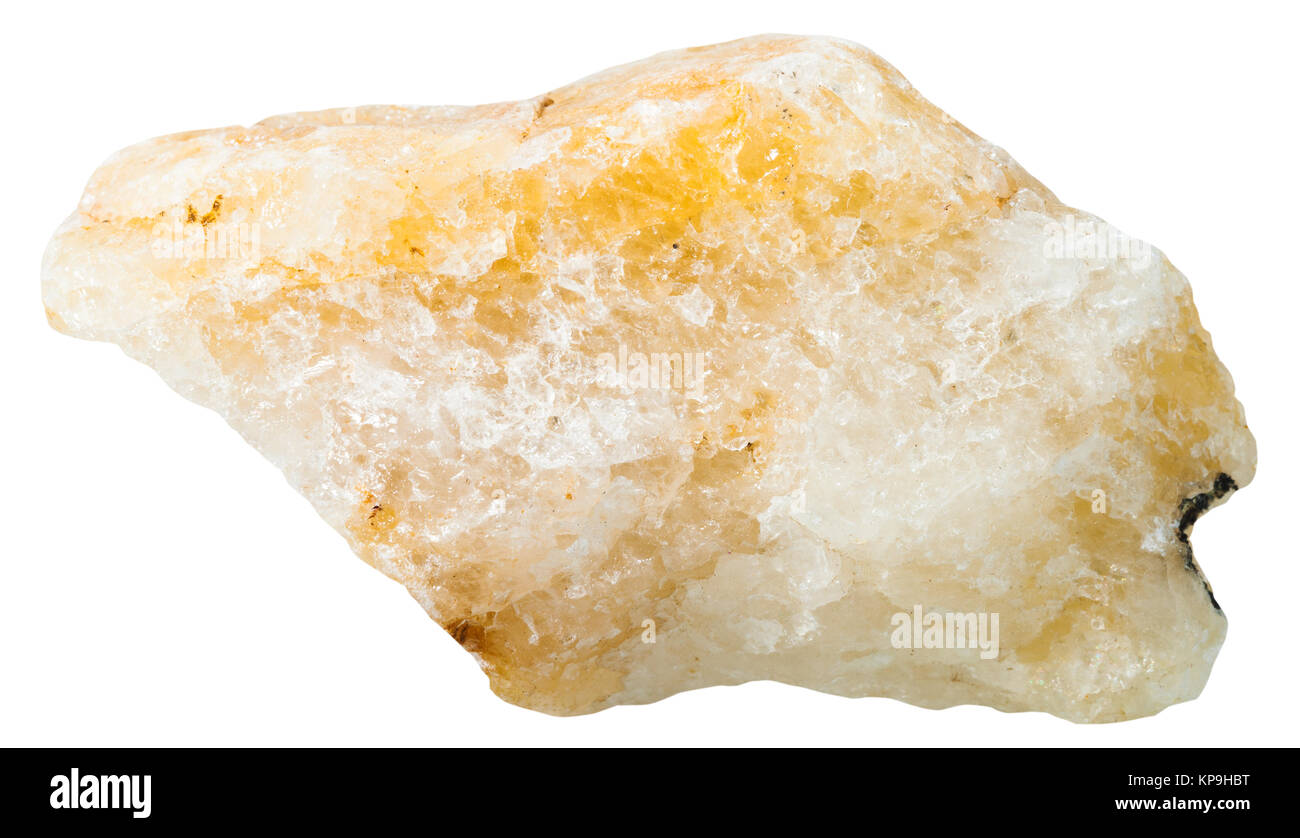 yellow Calcite mineral stone isolated on white Stock Photo - Alamy