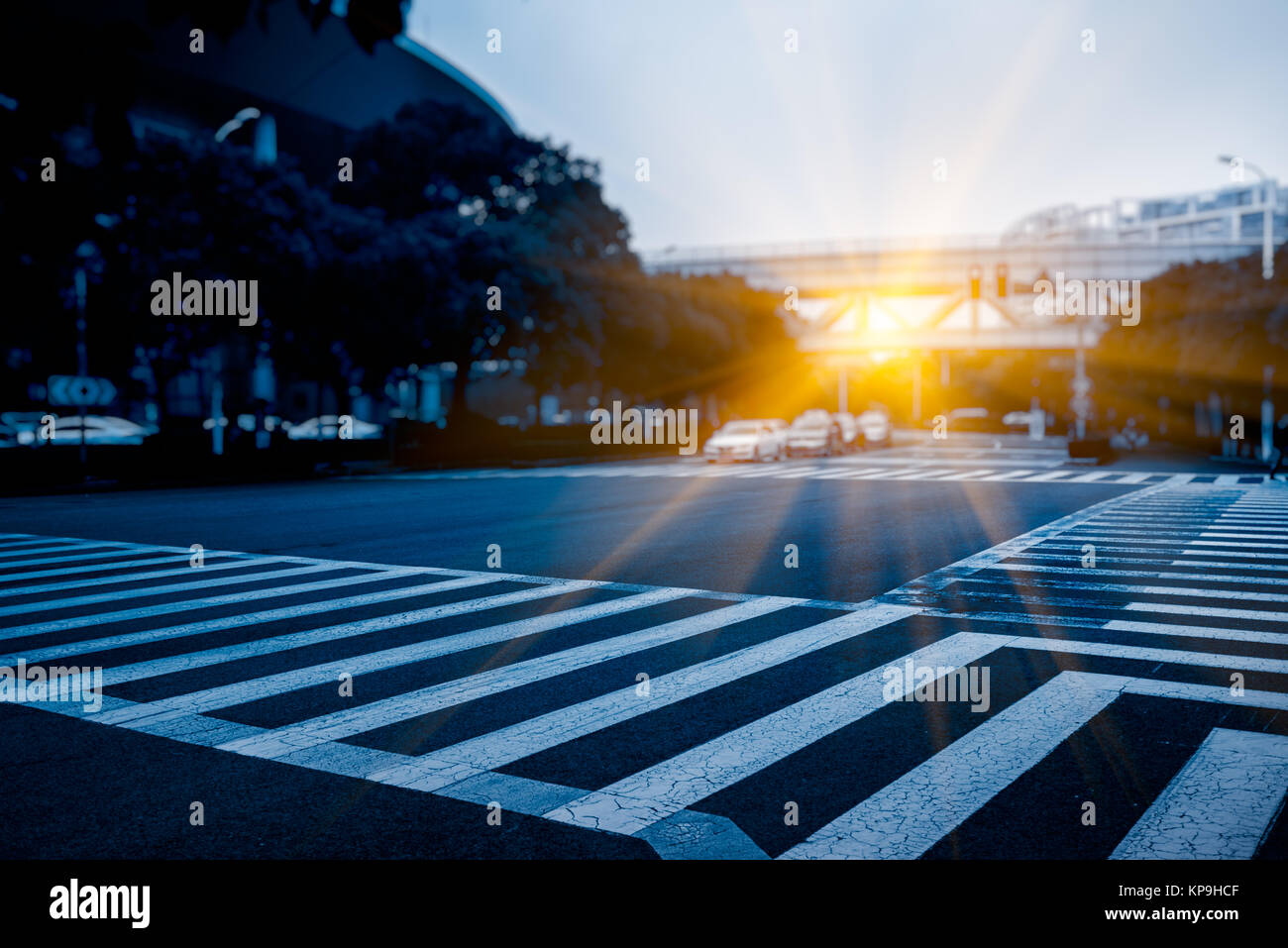 urban street view with cityscape in background Stock Photo - Alamy
