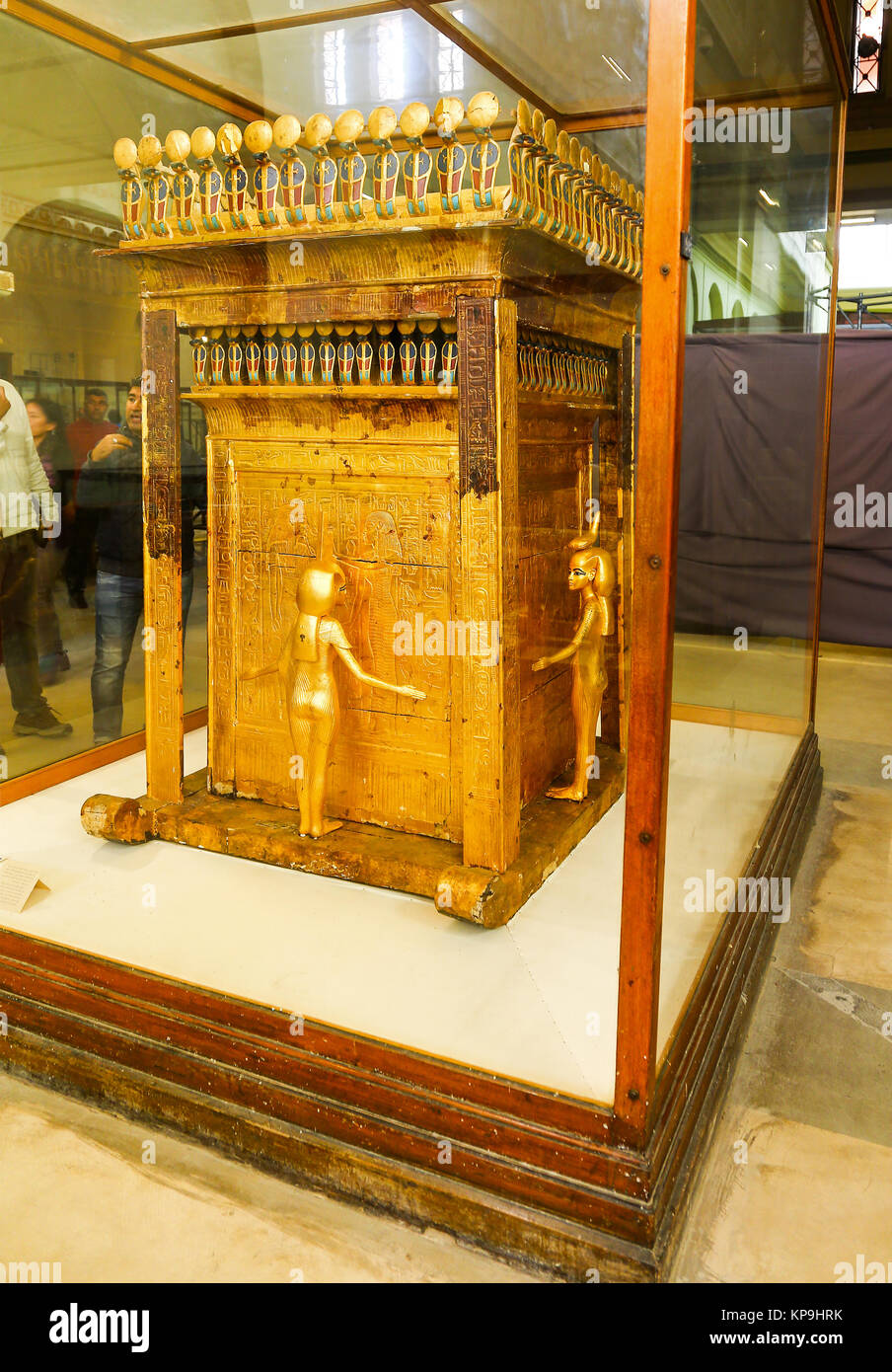 Tutankhamun's Canopic shrine on wooden sledge with the 4 goddesses Isis ...