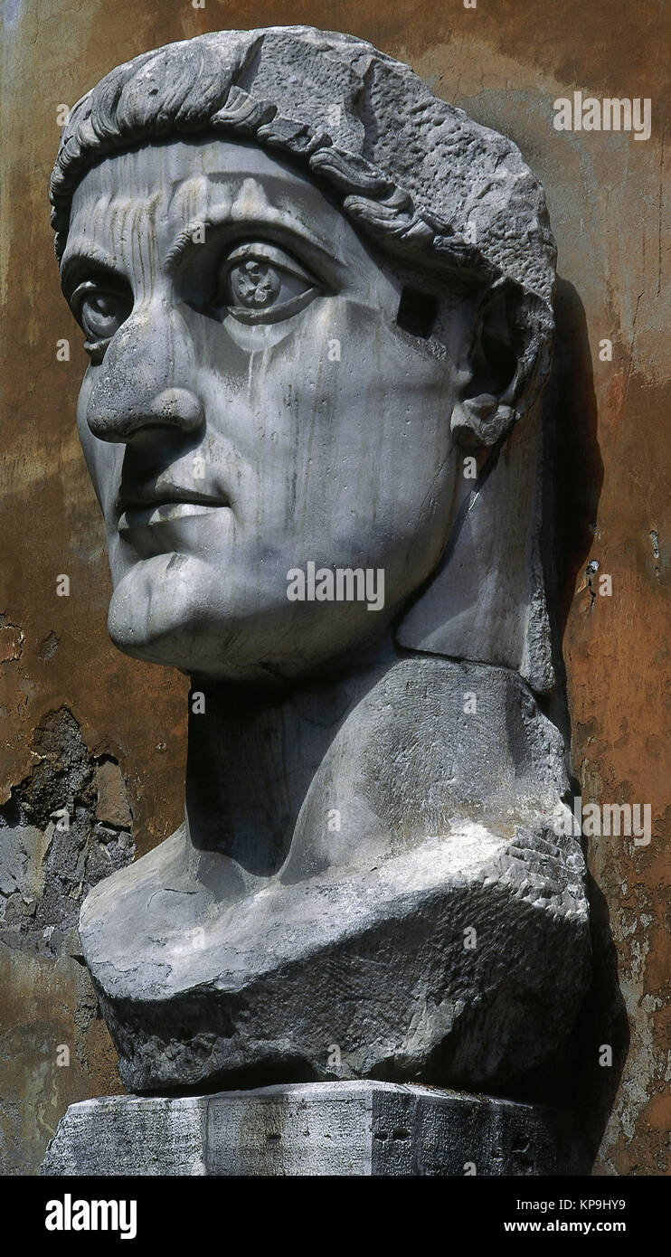 Colossus of Constantine the Great (280-337). Roman emperor. Head. White ...