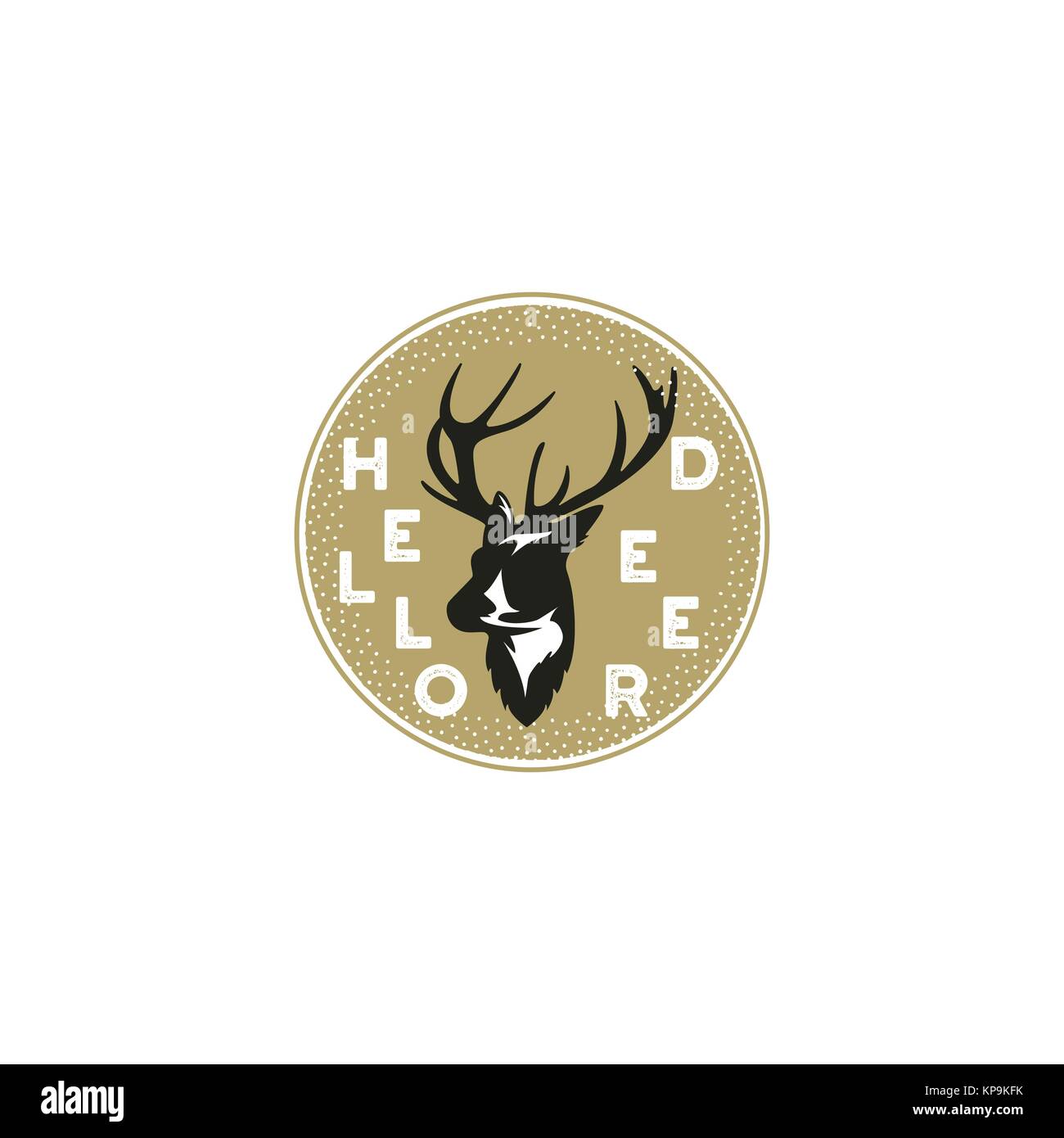 Hand drawn illustration with a deer and typography elements. Hello deer ...