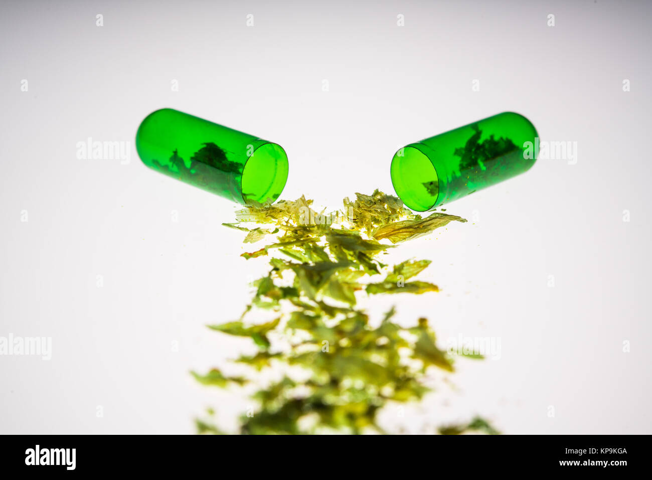 Conceptual image representing herbal medicine spilling from a drug ...
