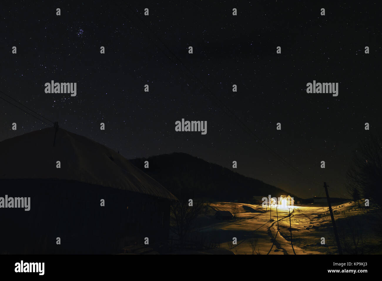 rural landscape with winter night sky Stock Photo - Alamy