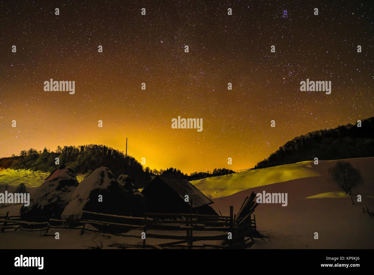 rural landscape with winter night sky Stock Photo - Alamy