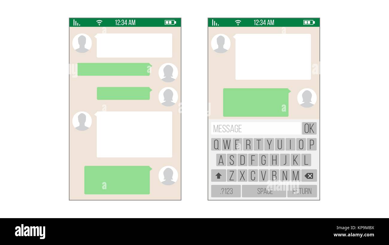 Chat, Sms Application Vector Template. Message Boxes. Modern Mobile ...