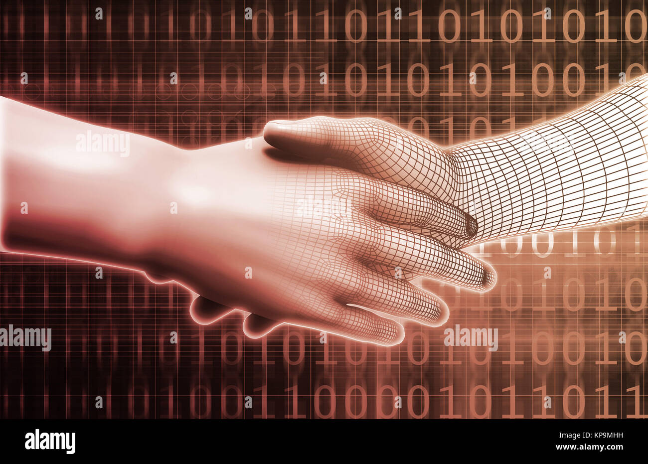 Digital handshake between man machine hi-res stock photography and ...