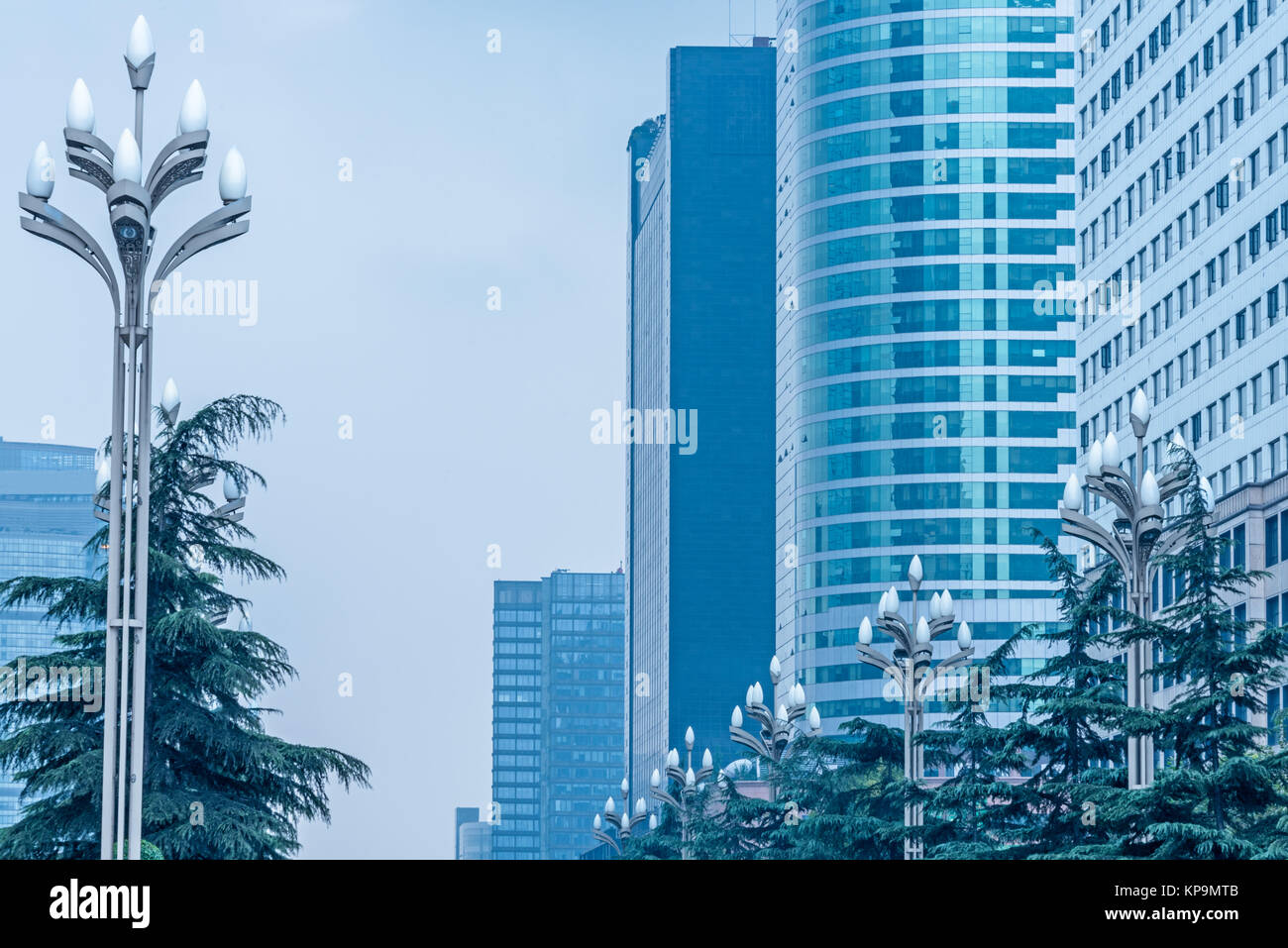 Downtown corporate business district architecture in Shanghai,China ...